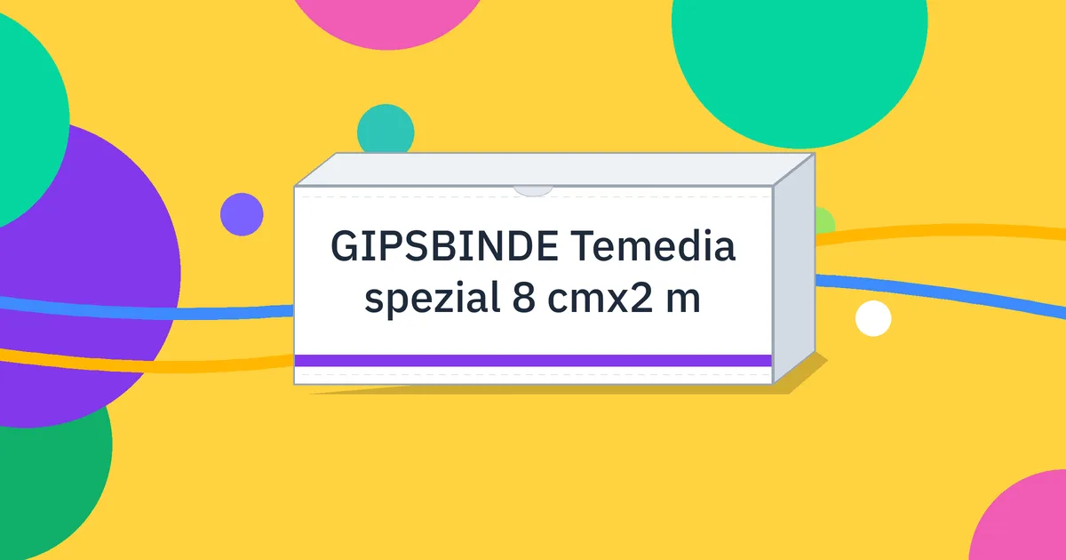 Symbolbild: Packung mit der Aufschrift GIPSBINDE Temedia spezial 8 cmx2 m (PZN 07280758) – Verfügbarkeit und Bezug in Apotheken in Frankfurt am Main
