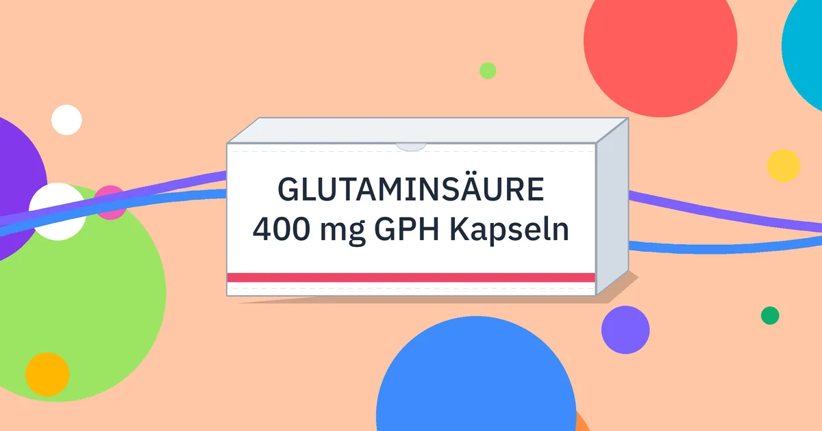 Symbolbild: Packung mit der Aufschrift GLUTAMINSÄURE 400 mg GPH Kapseln (PZN 10521585) – Verfügbarkeit und Bezug in Apotheken in Frankfurt am Main
