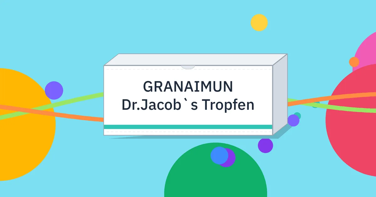 Symbolbild: Packung mit der Aufschrift GRANAIMUN Dr.Jacob`s Tropfen (PZN 05725191) – Verfügbarkeit und Bezug in Apotheken in Frankfurt am Main
