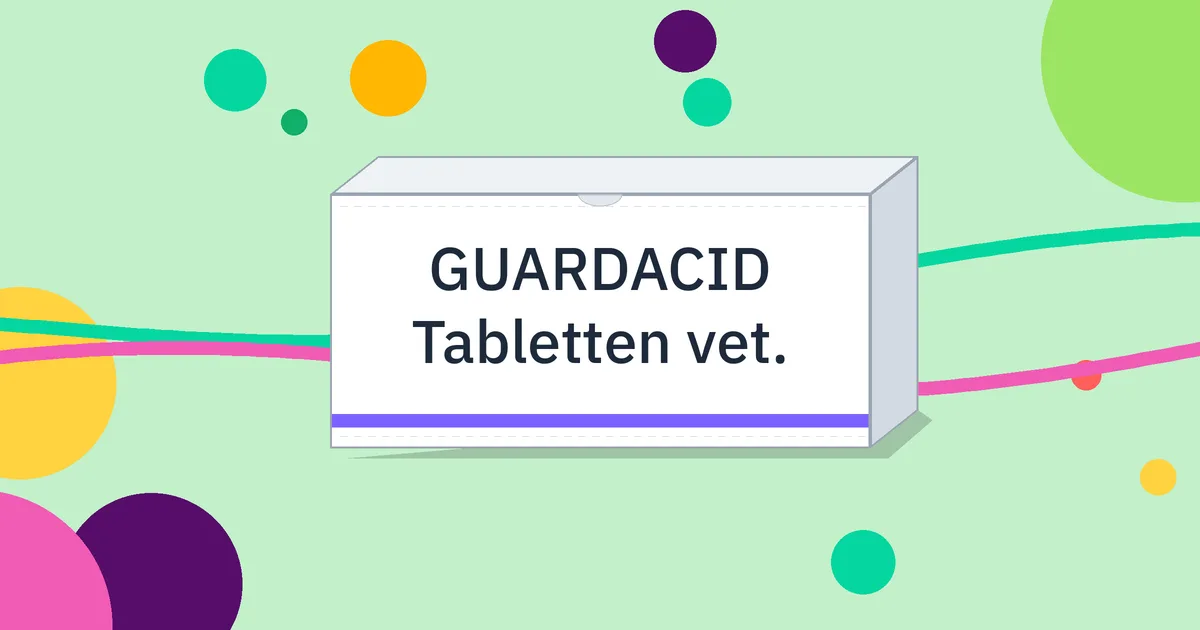 Symbolbild: Packung mit der Aufschrift GUARDACID Tabletten vet. (PZN 04089534) – Verfügbarkeit und Bezug in Apotheken in Frankfurt am Main