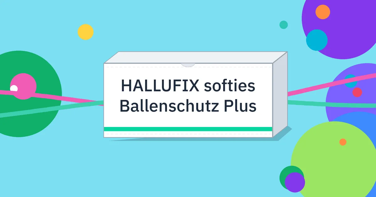 Symbolbild: Packung mit der Aufschrift HALLUFIX softies Ballenschutz Plus (PZN 09770277) – Verfügbarkeit und Bezug in Apotheken in Frankfurt am Main