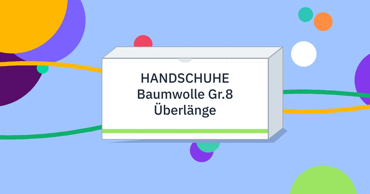 Symbolbild: Packung mit der Aufschrift HANDSCHUHE Baumwolle Gr.8 Überlänge (PZN 04097404) – Verfügbarkeit und Bezug in Apotheken in Frankfurt am Main