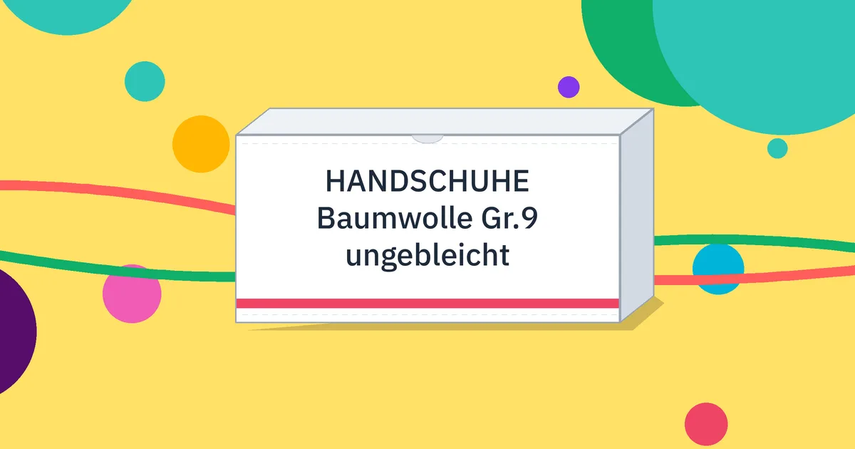Symbolbild: Packung mit der Aufschrift HANDSCHUHE Baumwolle Gr.9 ungebleicht (PZN 01468797) – Verfügbarkeit und Bezug in Apotheken in Frankfurt am Main