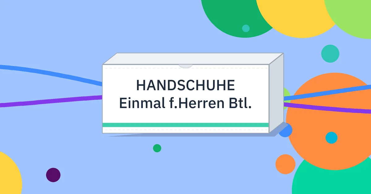 Symbolbild: Packung mit der Aufschrift HANDSCHUHE Einmal f.Herren Btl. (PZN 04818950) – Verfügbarkeit und Bezug in Apotheken in Frankfurt am Main