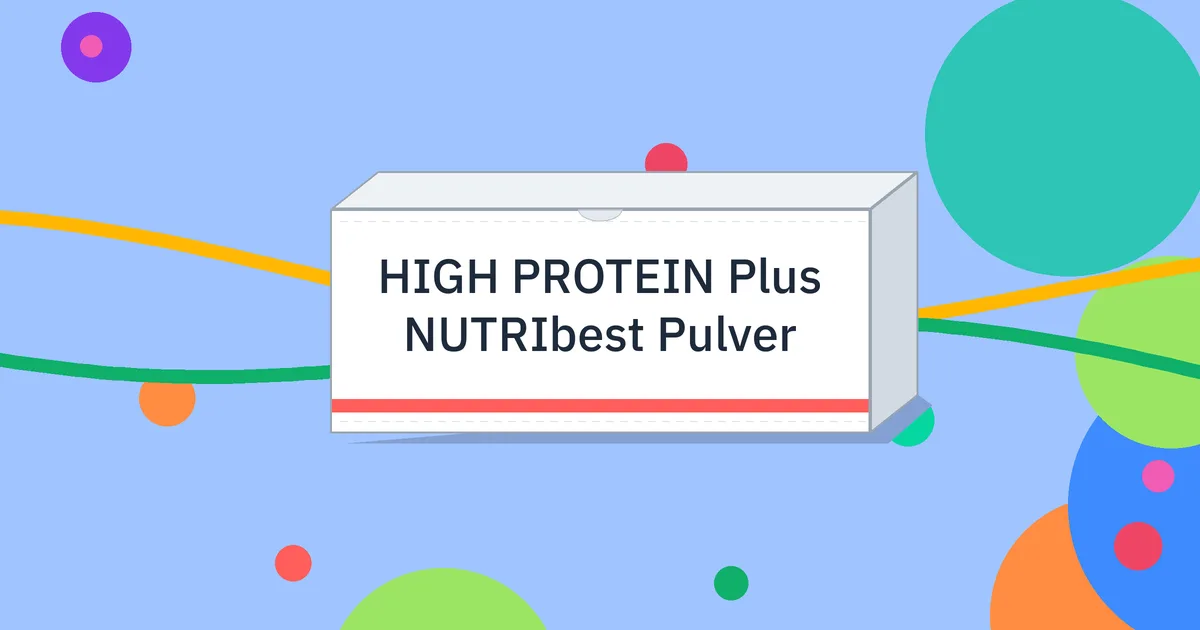 Symbolbild: Packung mit der Aufschrift HIGH PROTEIN Plus NUTRIbest Pulver (PZN 04122266) – Verfügbarkeit und Bezug in Apotheken in Frankfurt am Main