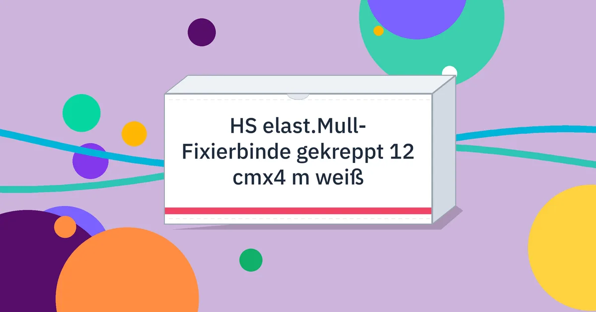 Symbolbild: Packung mit der Aufschrift HS elast.Mull-Fixierbinde gekreppt 12 cmx4 m weiß (PZN 09741703) – Verfügbarkeit und Bezug in Apotheken in Frankfurt am Main