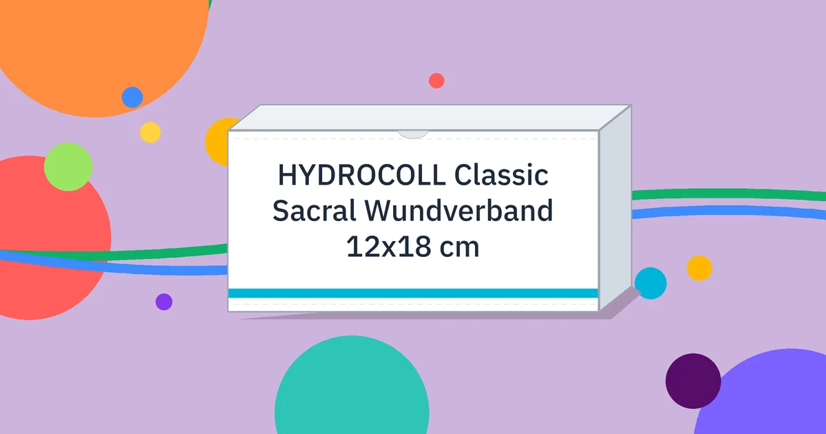 Symbolbild: Packung mit der Aufschrift HYDROCOLL Classic Sacral Wundverband 12x18 cm (PZN 19851137) – Verfügbarkeit und Bezug in Apotheken in Frankfurt am Main