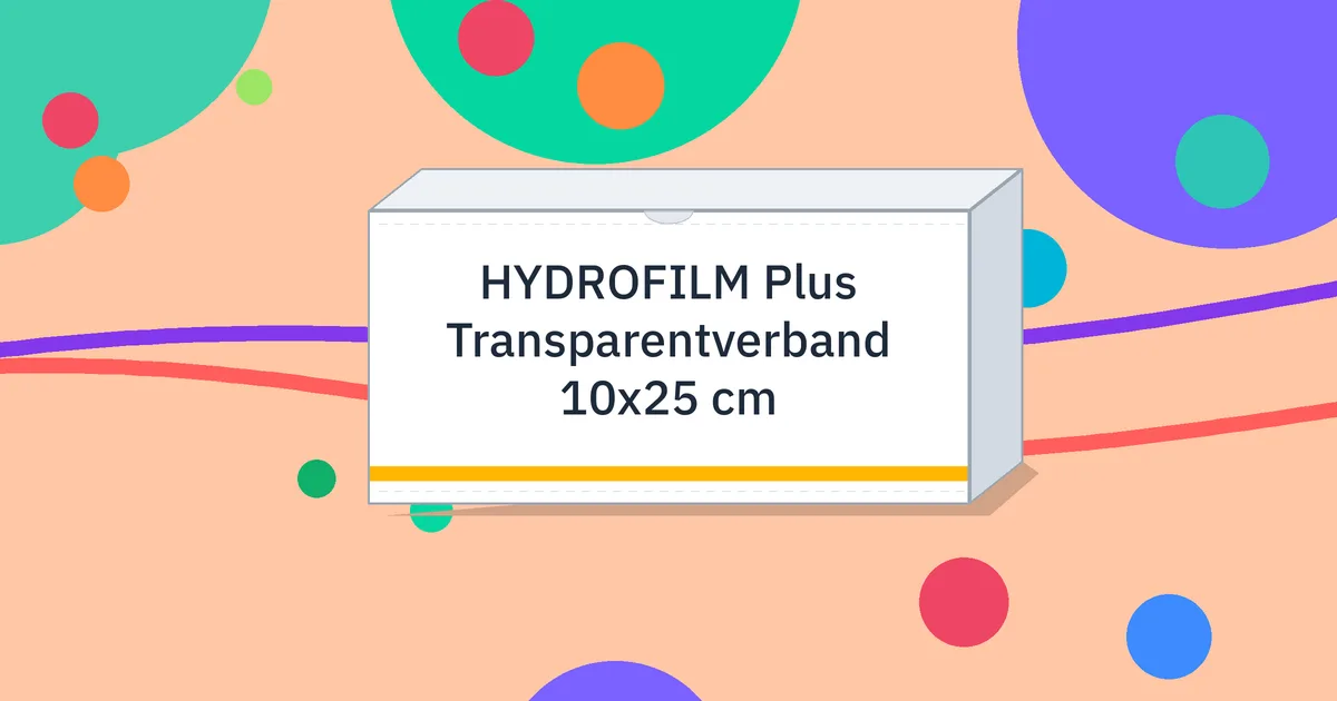 Symbolbild: Packung mit der Aufschrift HYDROFILM Plus Transparentverband 10x25 cm (PZN 00585265) – Verfügbarkeit und Bezug in Apotheken in Frankfurt am Main
