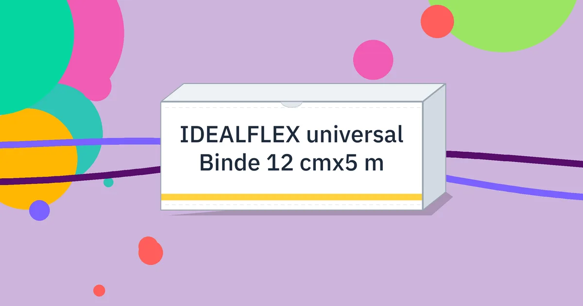 Symbolbild: Packung mit der Aufschrift IDEALFLEX universal Binde 12 cmx5 m (PZN 06452714) – Verfügbarkeit und Bezug in Apotheken in Frankfurt am Main