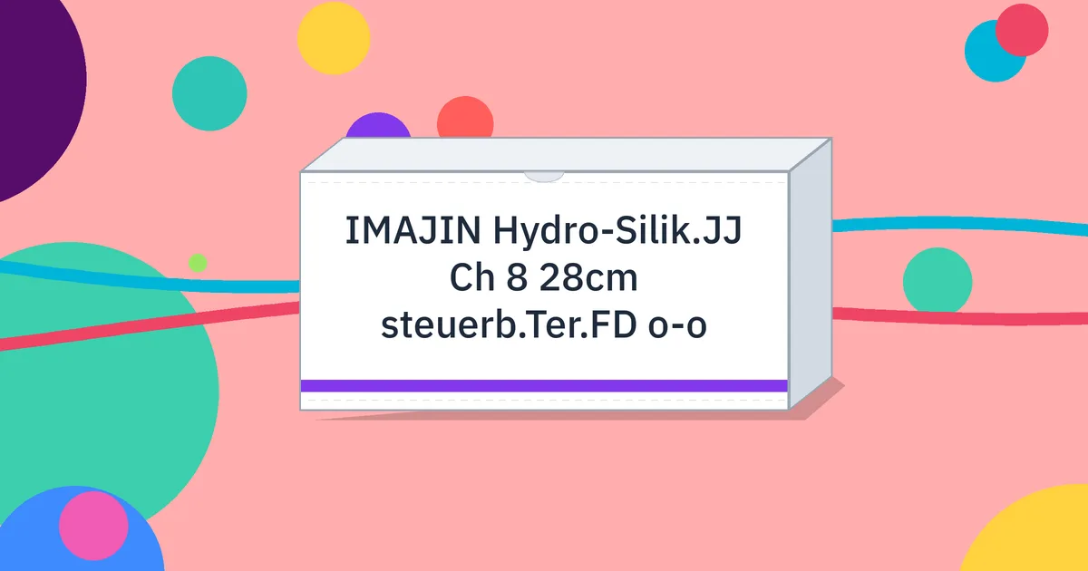 Symbolbild: Packung mit der Aufschrift IMAJIN Hydro-Silik.JJ Ch 8 28cm steuerb.Ter.FD o-o (PZN 17999195) – Verfügbarkeit und Bezug in Apotheken in Frankfurt am Main