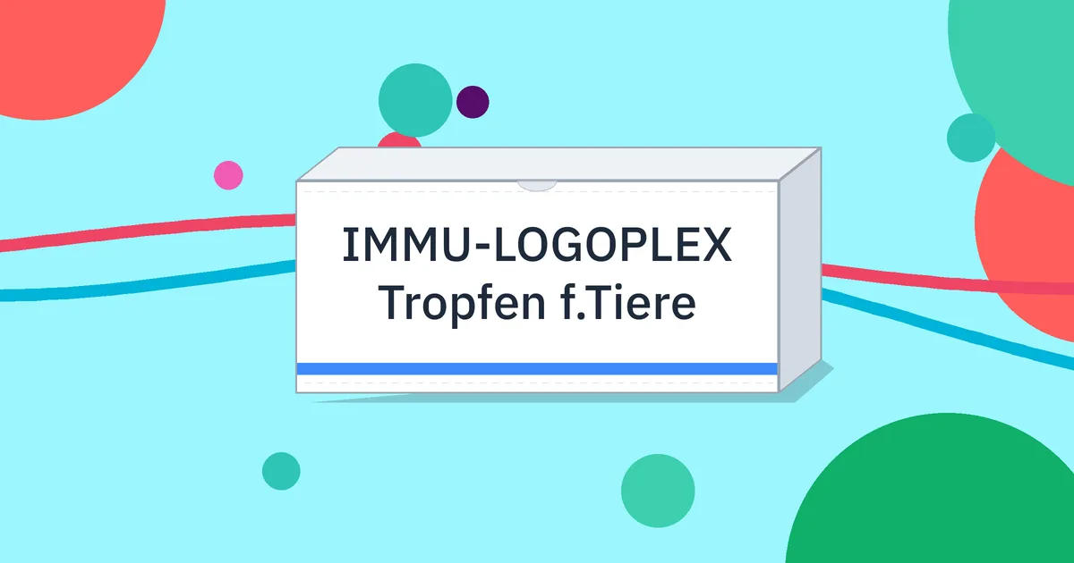Symbolbild: Packung mit der Aufschrift IMMU-LOGOPLEX Tropfen f.Tiere (PZN 17969165) – Verfügbarkeit und Bezug in Apotheken in Frankfurt am Main