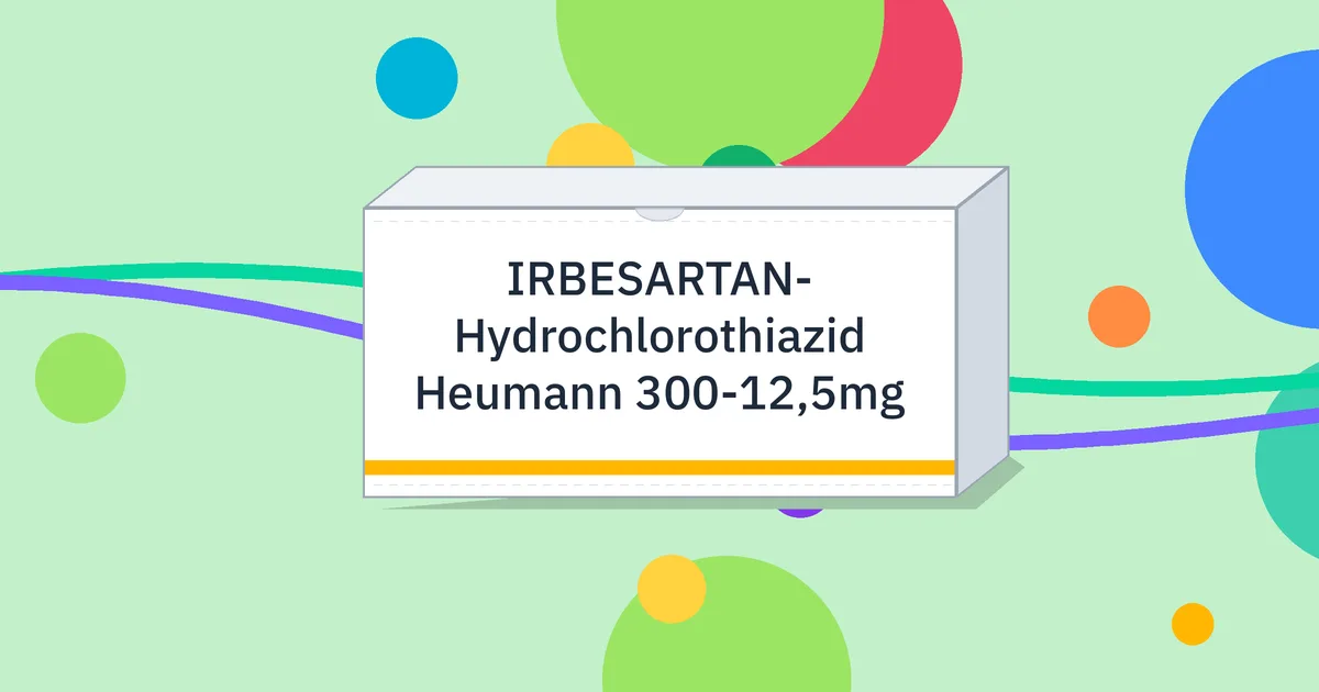 Symbolbild: Packung mit der Aufschrift IRBESARTAN-Hydrochlorothiazid Heumann 300-12,5mg (PZN 19129788) – Verfügbarkeit und Bezug in Apotheken in Frankfurt am Main