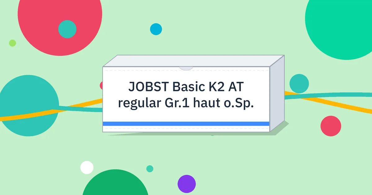 Symbolbild: Packung mit der Aufschrift JOBST Basic K2 AT regular Gr.1 haut o.Sp. (PZN 11249725) – Verfügbarkeit und Bezug in Apotheken in Frankfurt am Main