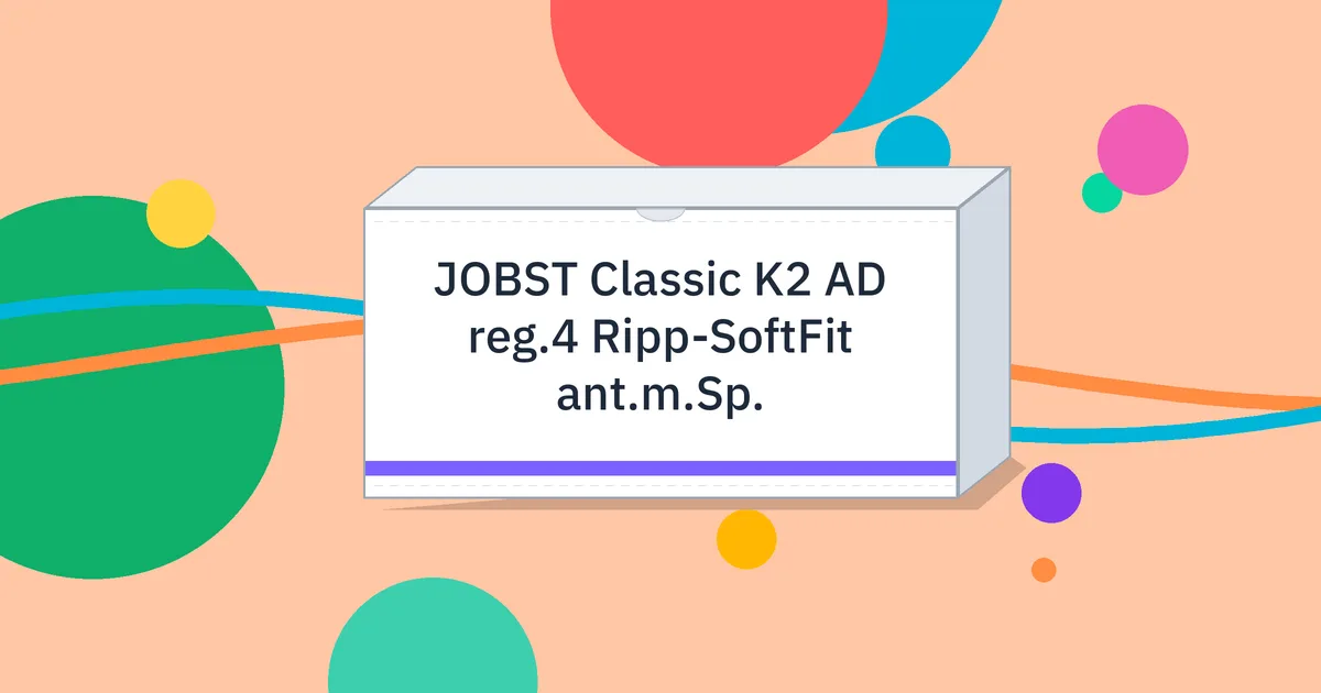 Symbolbild: Packung mit der Aufschrift JOBST Classic K2 AD reg.4 Ripp-SoftFit ant.m.Sp. (PZN 14222224) – Verfügbarkeit und Bezug in Apotheken in Frankfurt am Main