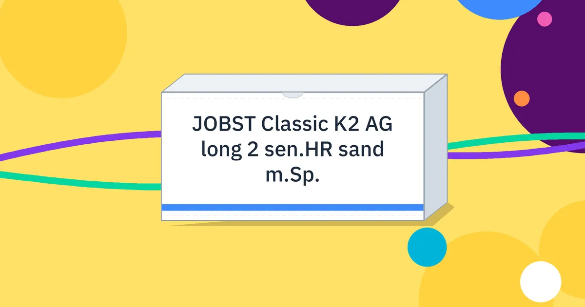 Symbolbild: Packung mit der Aufschrift JOBST Classic K2 AG long 2 sen.HR sand m.Sp. (PZN 17959161) – Verfügbarkeit und Bezug in Apotheken in Frankfurt am Main