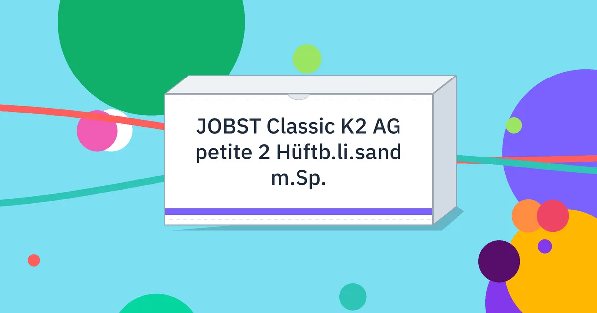 Symbolbild: Packung mit der Aufschrift JOBST Classic K2 AG petite 2 Hüftb.li.sand m.Sp. (PZN 13064289) – Verfügbarkeit und Bezug in Apotheken in Frankfurt am Main