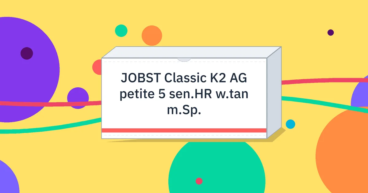 Symbolbild: Packung mit der Aufschrift JOBST Classic K2 AG petite 5 sen.HR w.tan m.Sp. (PZN 17962074) – Verfügbarkeit und Bezug in Apotheken in Frankfurt am Main