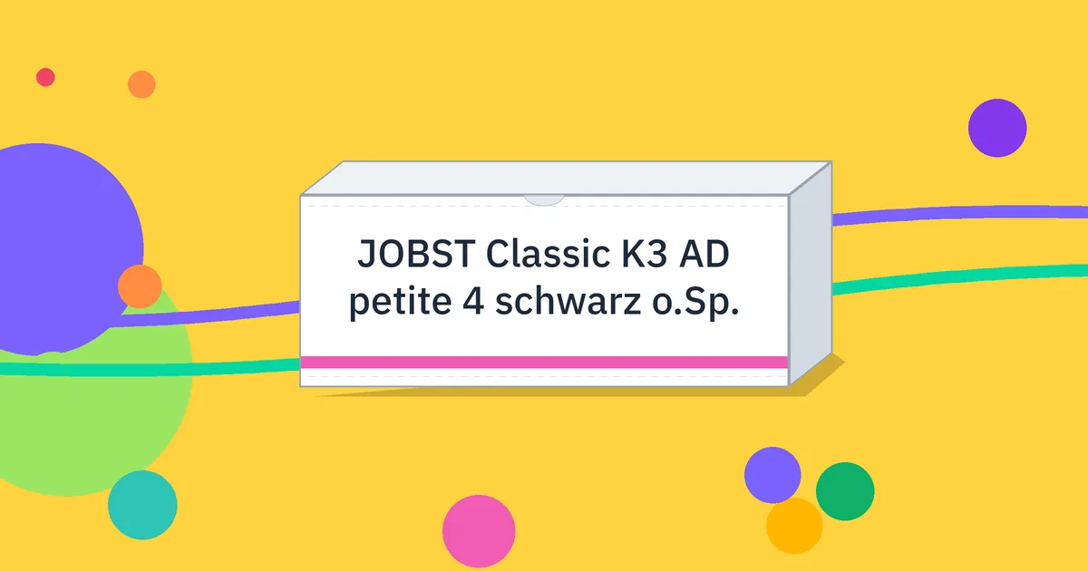 Symbolbild: Packung mit der Aufschrift JOBST Classic K3 AD petite 4 schwarz o.Sp. (PZN 13070628) – Verfügbarkeit und Bezug in Apotheken in Frankfurt am Main
