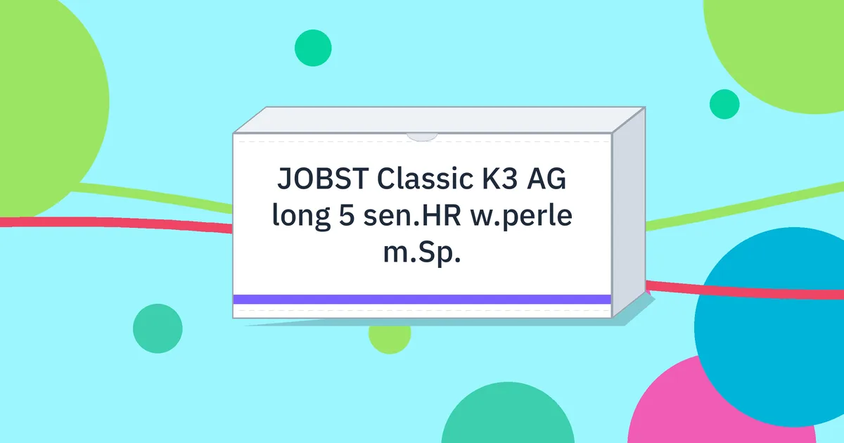 Symbolbild: Packung mit der Aufschrift JOBST Classic K3 AG long 5 sen.HR w.perle m.Sp. (PZN 17958575) – Verfügbarkeit und Bezug in Apotheken in Frankfurt am Main