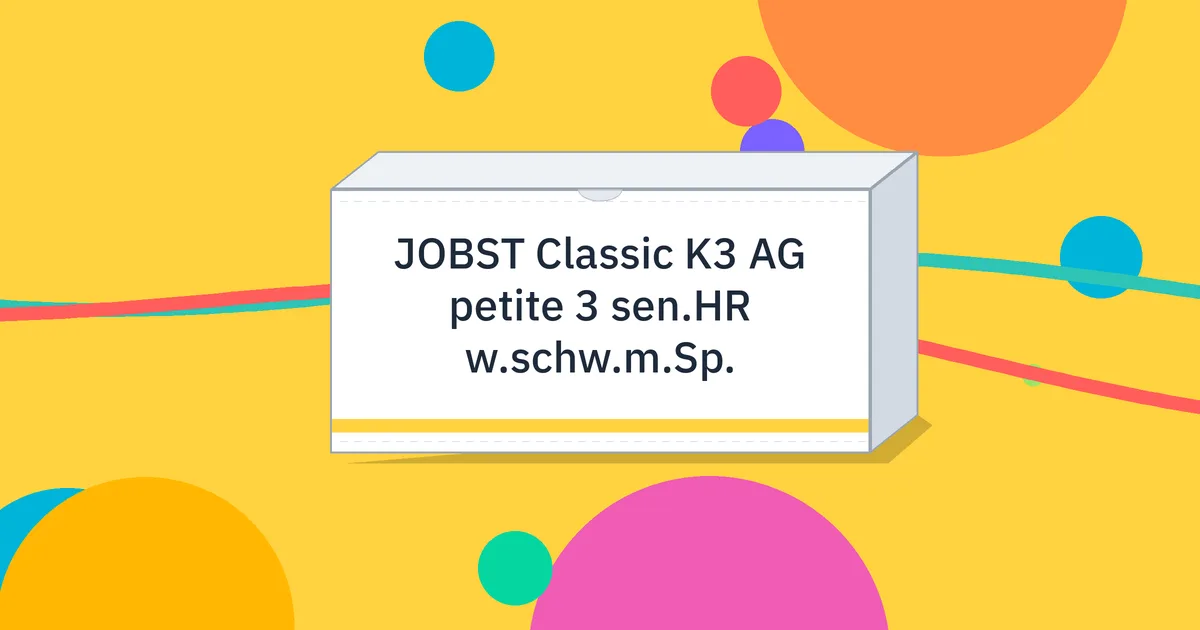 Symbolbild: Packung mit der Aufschrift JOBST Classic K3 AG petite 3 sen.HR w.schw.m.Sp. (PZN 17956926) – Verfügbarkeit und Bezug in Apotheken in Frankfurt am Main