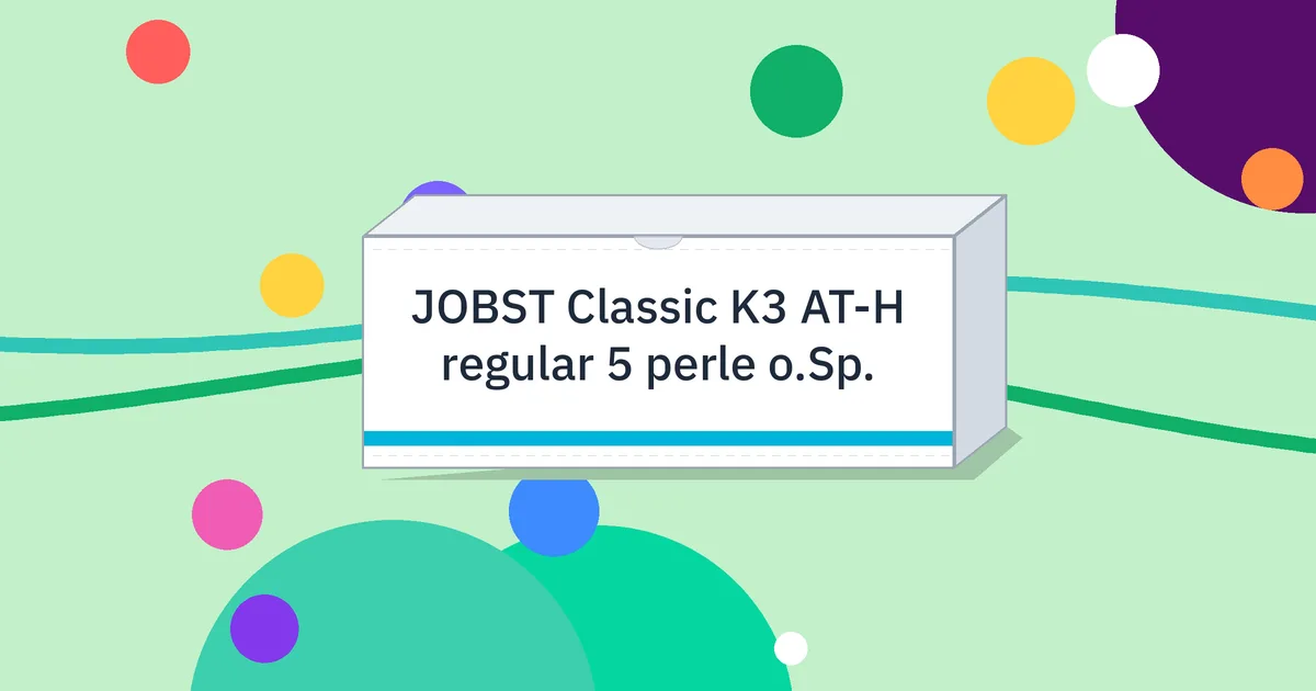 Symbolbild: Packung mit der Aufschrift JOBST Classic K3 AT-H regular 5 perle o.Sp. (PZN 13077777) – Verfügbarkeit und Bezug in Apotheken in Frankfurt am Main