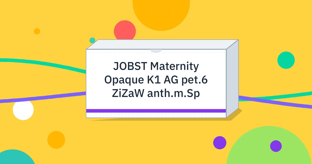 Symbolbild: Packung mit der Aufschrift JOBST Maternity Opaque K1 AG pet.6 ZiZaW anth.m.Sp (PZN 15855150) – Verfügbarkeit und Bezug in Apotheken in Frankfurt am Main