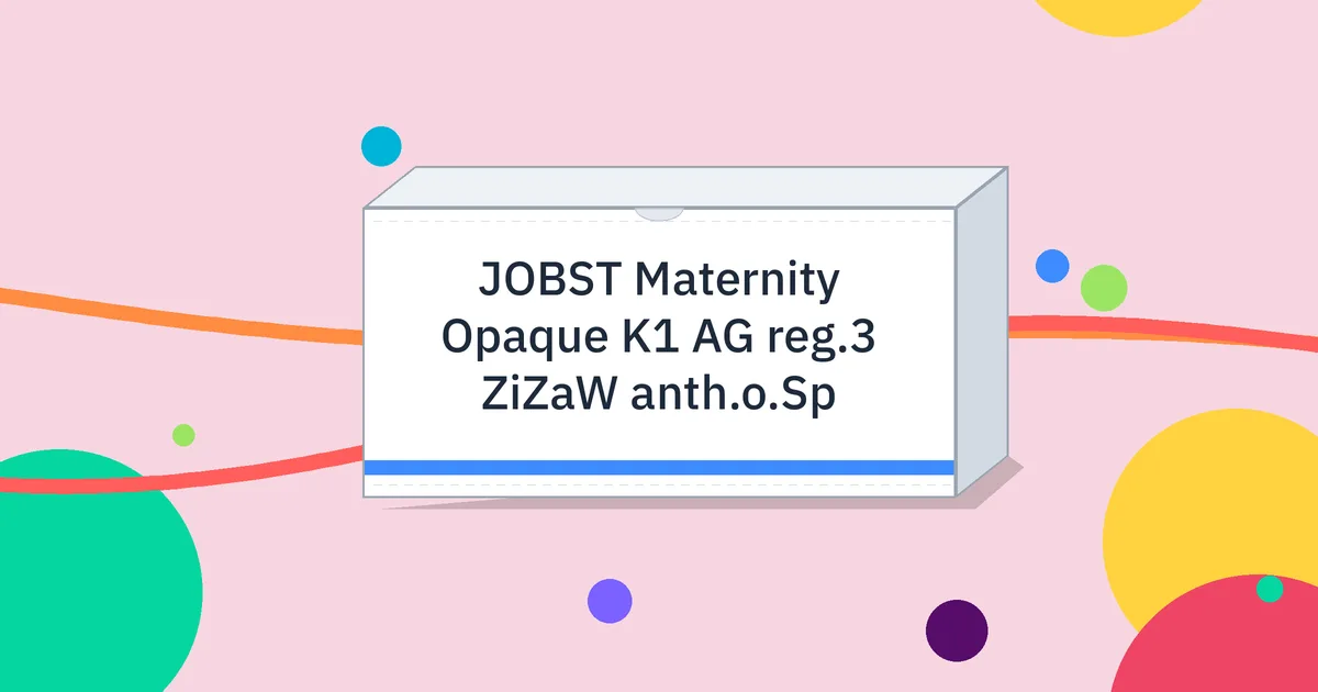 Symbolbild: Packung mit der Aufschrift JOBST Maternity Opaque K1 AG reg.3 ZiZaW anth.o.Sp (PZN 15854736) – Verfügbarkeit und Bezug in Apotheken in Frankfurt am Main
