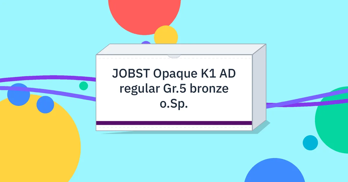 Symbolbild: Packung mit der Aufschrift JOBST Opaque K1 AD regular Gr.5 bronze o.Sp. (PZN 13082235) – Verfügbarkeit und Bezug in Apotheken in Frankfurt am Main