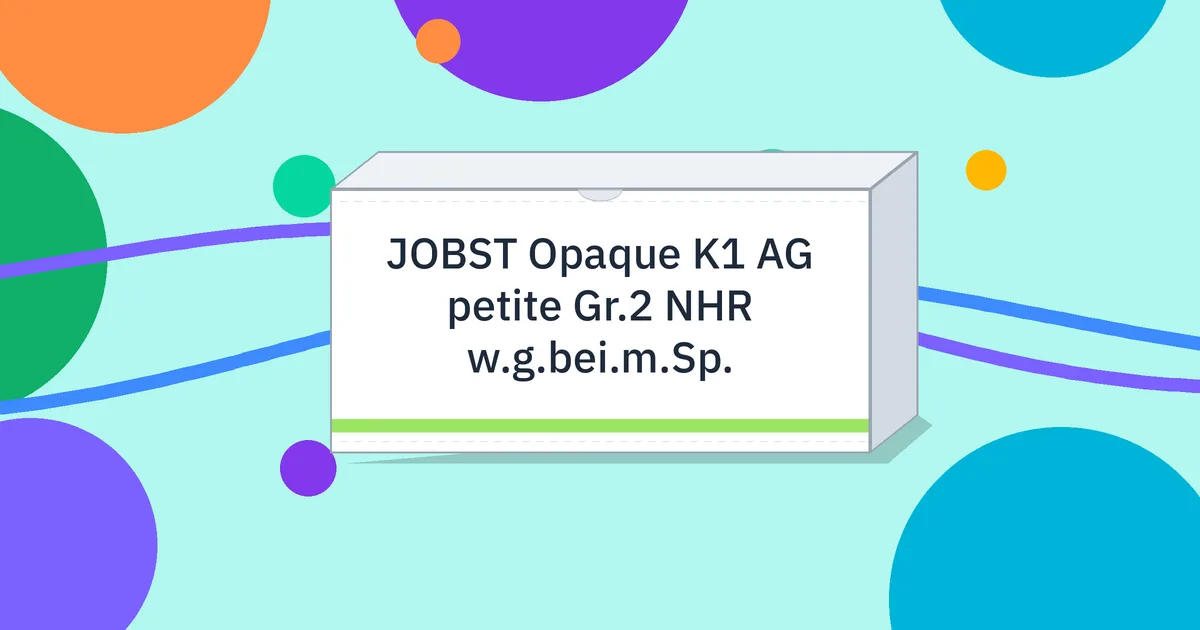 Symbolbild: Packung mit der Aufschrift JOBST Opaque K1 AG petite Gr.2 NHR w.g.bei.m.Sp. (PZN 16269193) – Verfügbarkeit und Bezug in Apotheken in Frankfurt am Main