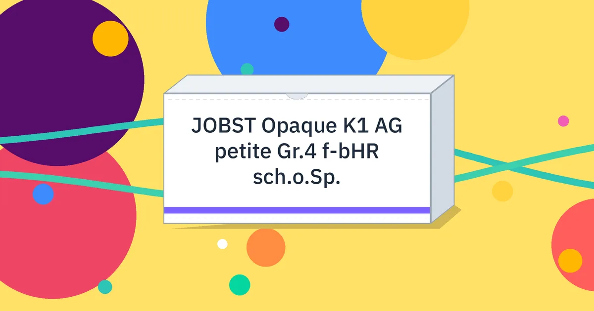 Symbolbild: Packung mit der Aufschrift JOBST Opaque K1 AG petite Gr.4 f-bHR sch.o.Sp. (PZN 13087557) – Verfügbarkeit und Bezug in Apotheken in Frankfurt am Main