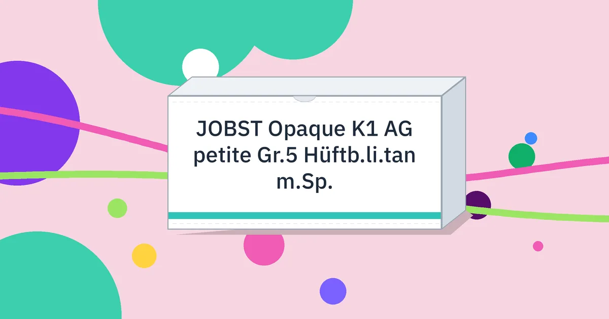 Symbolbild: Packung mit der Aufschrift JOBST Opaque K1 AG petite Gr.5 Hüftb.li.tan m.Sp. (PZN 16273786) – Verfügbarkeit und Bezug in Apotheken in Frankfurt am Main