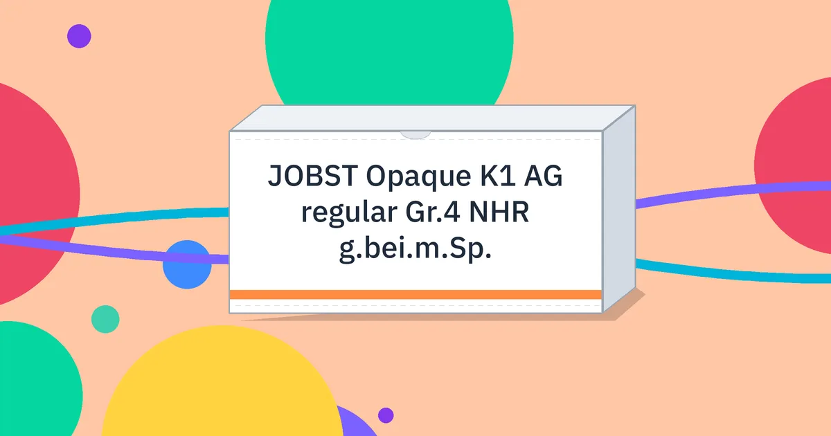 Symbolbild: Packung mit der Aufschrift JOBST Opaque K1 AG regular Gr.4 NHR g.bei.m.Sp. (PZN 16265321) – Verfügbarkeit und Bezug in Apotheken in Frankfurt am Main