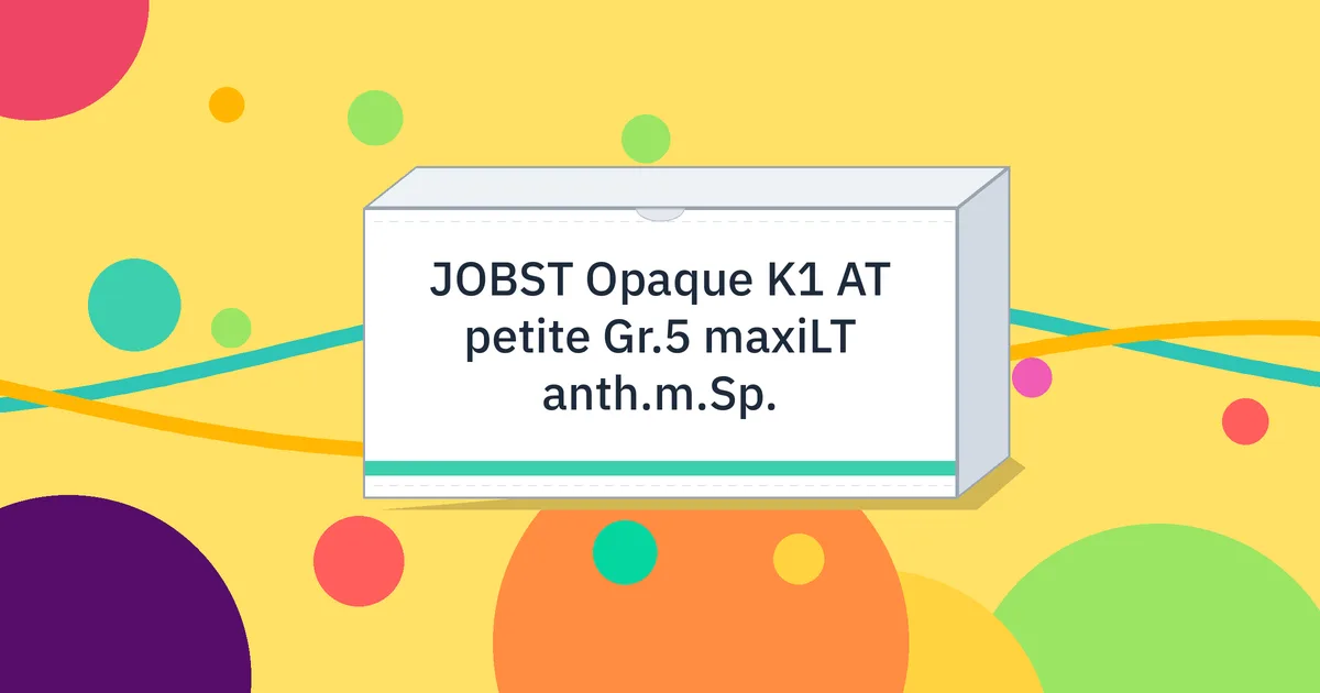 Symbolbild: Packung mit der Aufschrift JOBST Opaque K1 AT petite Gr.5 maxiLT anth.m.Sp. (PZN 16275816) – Verfügbarkeit und Bezug in Apotheken in Frankfurt am Main