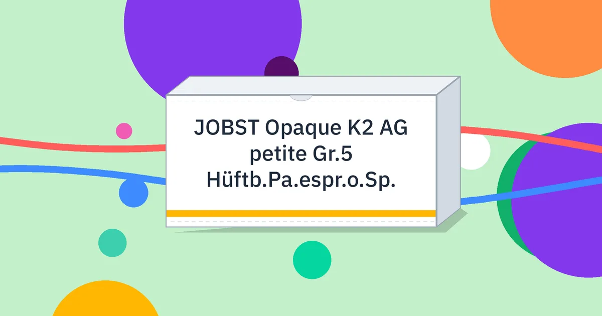 Symbolbild: Packung mit der Aufschrift JOBST Opaque K2 AG petite Gr.5 Hüftb.Pa.espr.o.Sp. (PZN 16288569) – Verfügbarkeit und Bezug in Apotheken in Frankfurt am Main