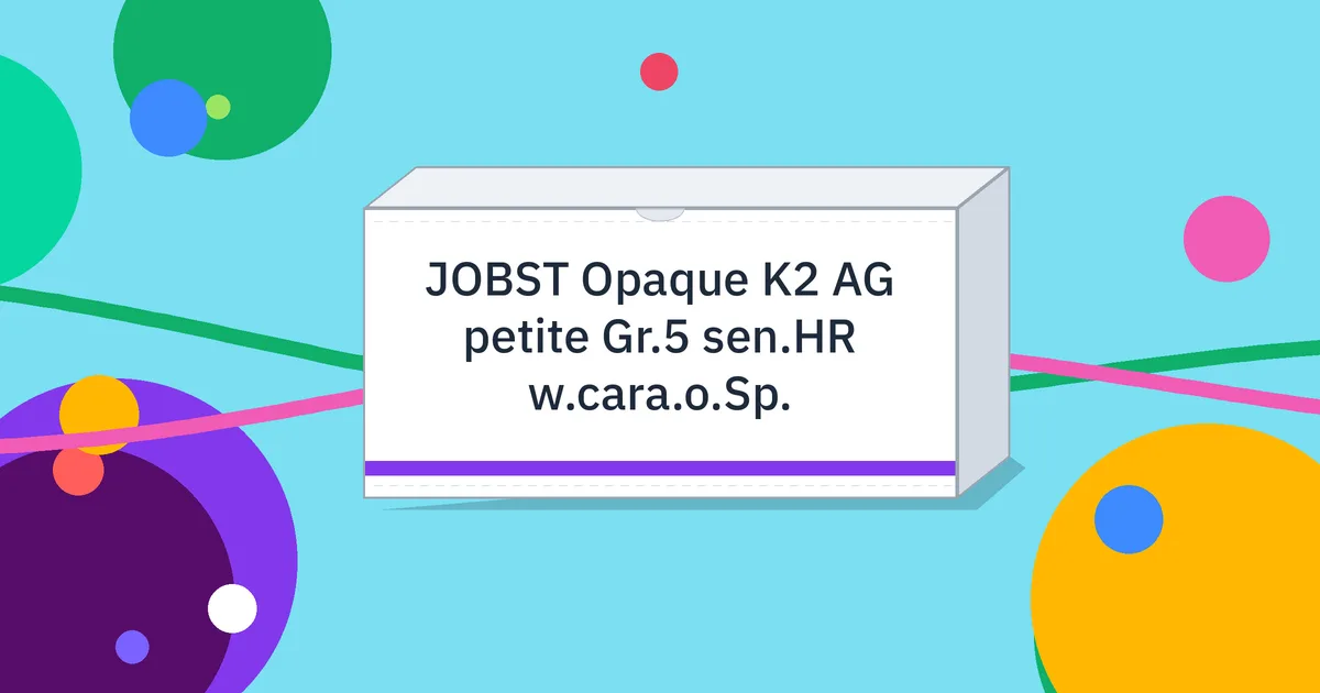 Symbolbild: Packung mit der Aufschrift JOBST Opaque K2 AG petite Gr.5 sen.HR w.cara.o.Sp. (PZN 11256671) – Verfügbarkeit und Bezug in Apotheken in Frankfurt am Main