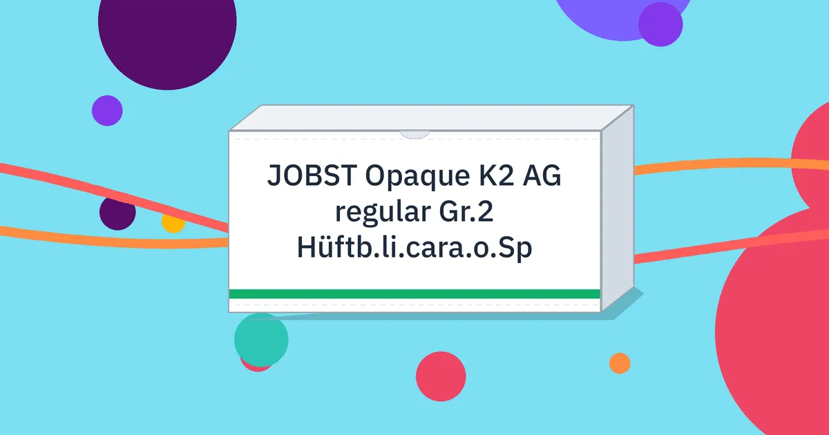 Symbolbild: Packung mit der Aufschrift JOBST Opaque K2 AG regular Gr.2 Hüftb.li.cara.o.Sp (PZN 13116069) – Verfügbarkeit und Bezug in Apotheken in Frankfurt am Main