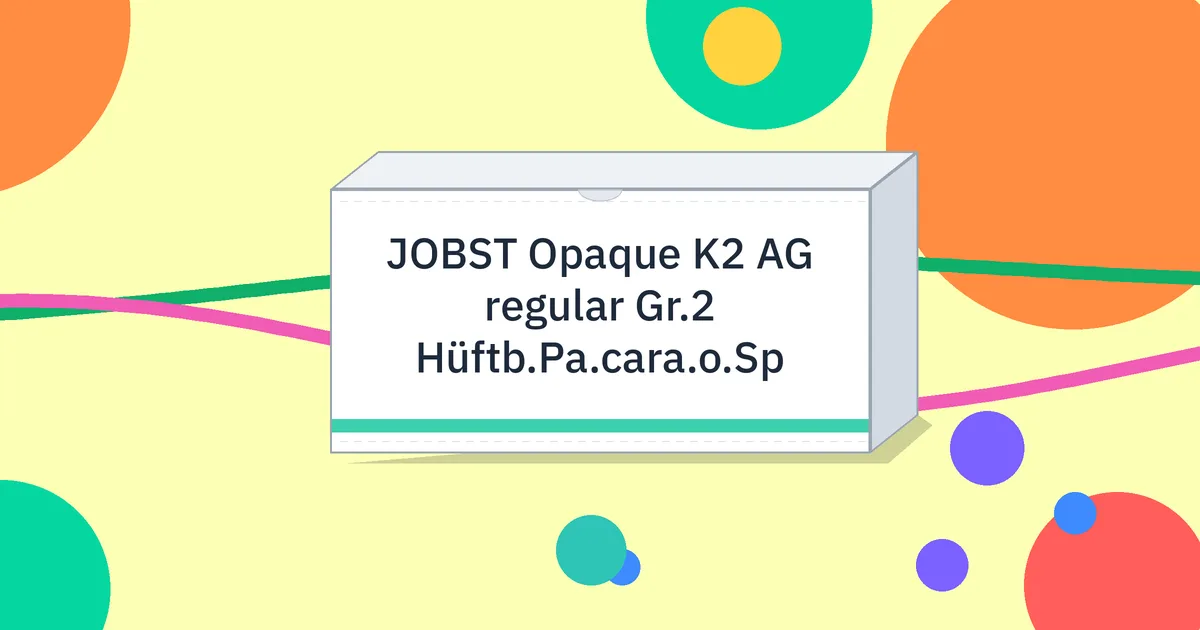 Symbolbild: Packung mit der Aufschrift JOBST Opaque K2 AG regular Gr.2 Hüftb.Pa.cara.o.Sp (PZN 13116810) – Verfügbarkeit und Bezug in Apotheken in Frankfurt am Main