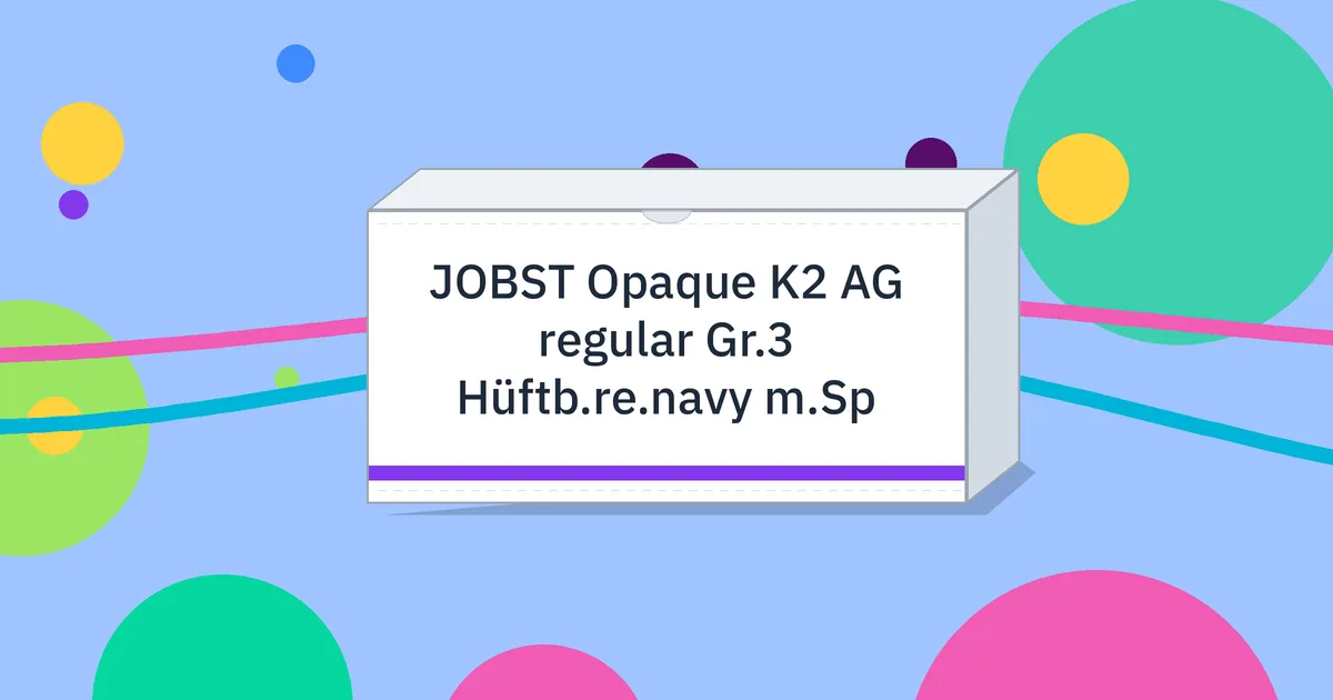 Symbolbild: Packung mit der Aufschrift JOBST Opaque K2 AG regular Gr.3 Hüftb.re.navy m.Sp (PZN 13117241) – Verfügbarkeit und Bezug in Apotheken in Frankfurt am Main