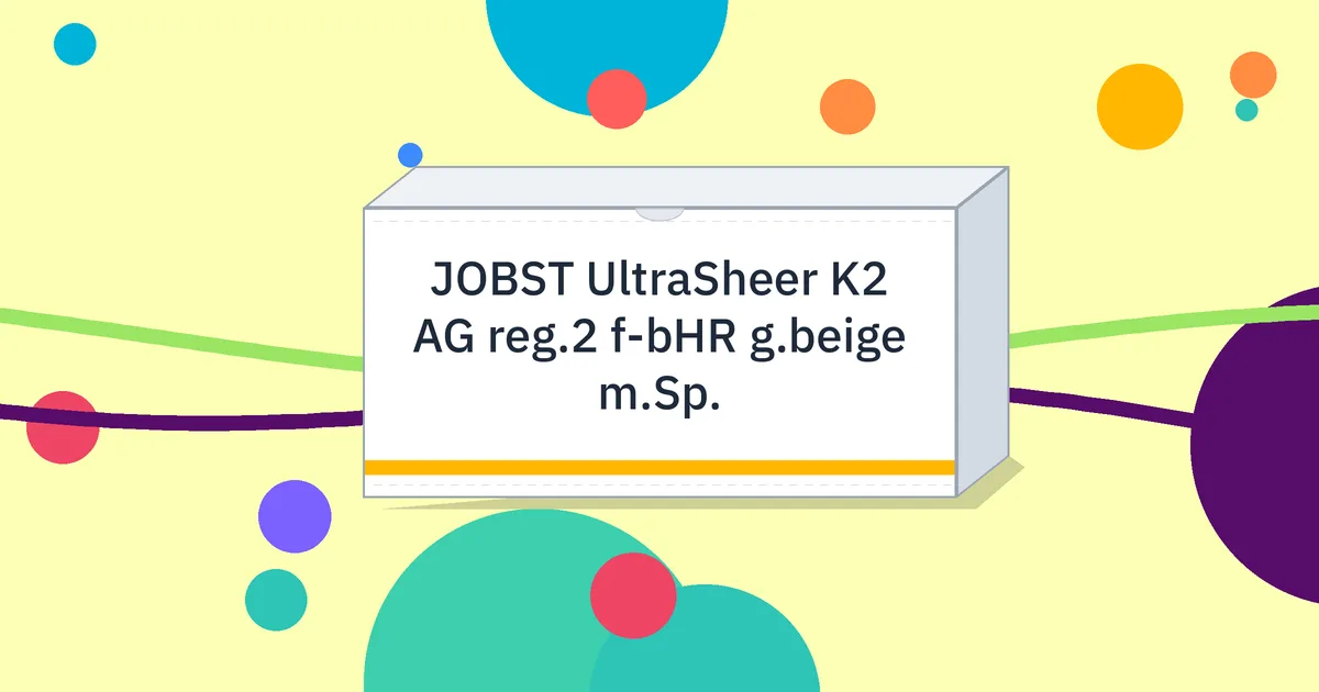 Symbolbild: Packung mit der Aufschrift JOBST UltraSheer K2 AG reg.2 f-bHR g.beige m.Sp. (PZN 16301293) – Verfügbarkeit und Bezug in Apotheken in Frankfurt am Main
