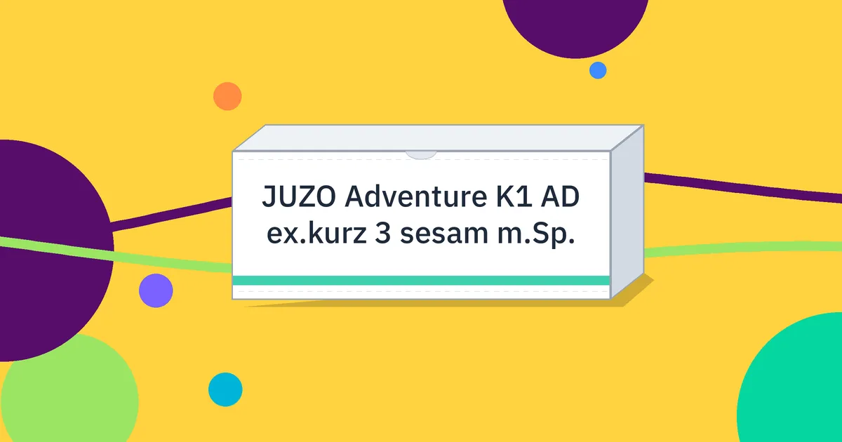 Symbolbild: Packung mit der Aufschrift JUZO Adventure K1 AD ex.kurz 3 sesam m.Sp. (PZN 16494056) – Verfügbarkeit und Bezug in Apotheken in Frankfurt am Main