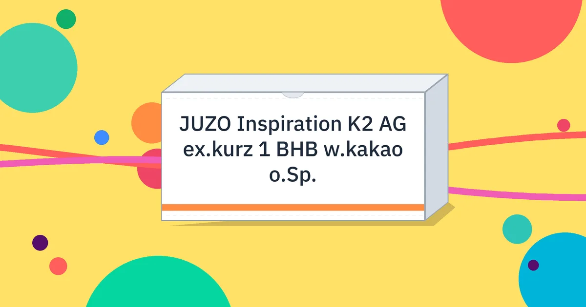 Symbolbild: Packung mit der Aufschrift JUZO Inspiration K2 AG ex.kurz 1 BHB w.kakao o.Sp. (PZN 14852267) – Verfügbarkeit und Bezug in Apotheken in Frankfurt am Main