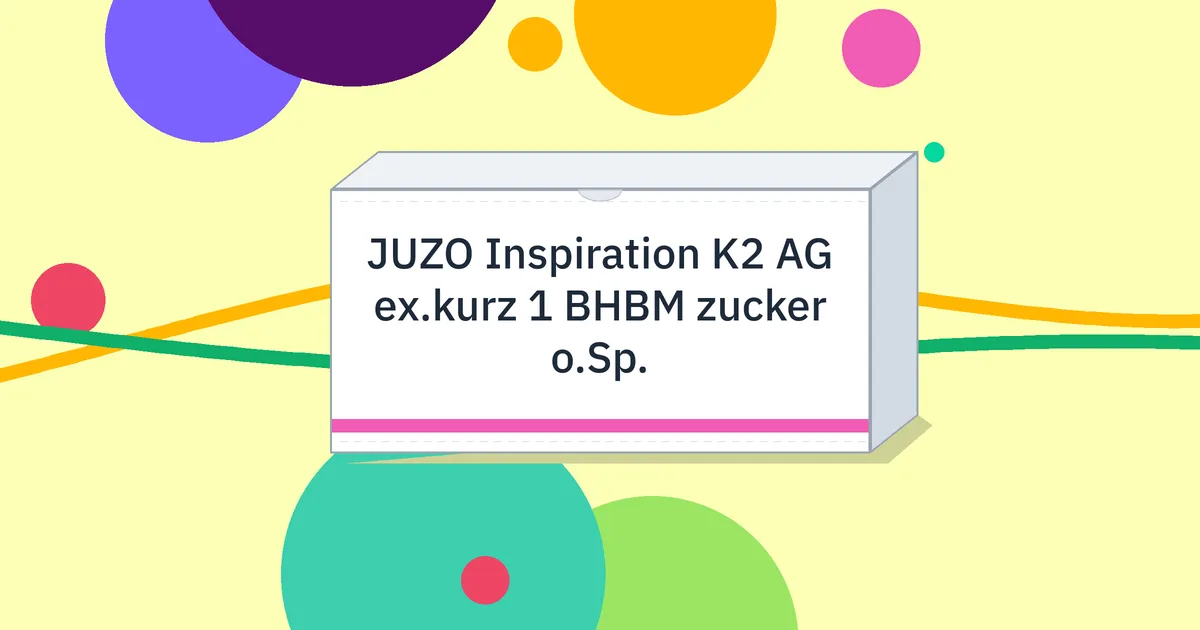 Symbolbild: Packung mit der Aufschrift JUZO Inspiration K2 AG ex.kurz 1 BHBM zucker o.Sp. (PZN 14877729) – Verfügbarkeit und Bezug in Apotheken in Frankfurt am Main