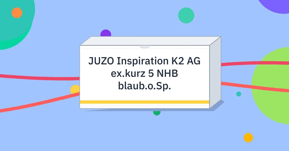 Symbolbild: Packung mit der Aufschrift JUZO Inspiration K2 AG ex.kurz 5 NHB blaub.o.Sp. (PZN 14951845) – Verfügbarkeit und Bezug in Apotheken in Frankfurt am Main