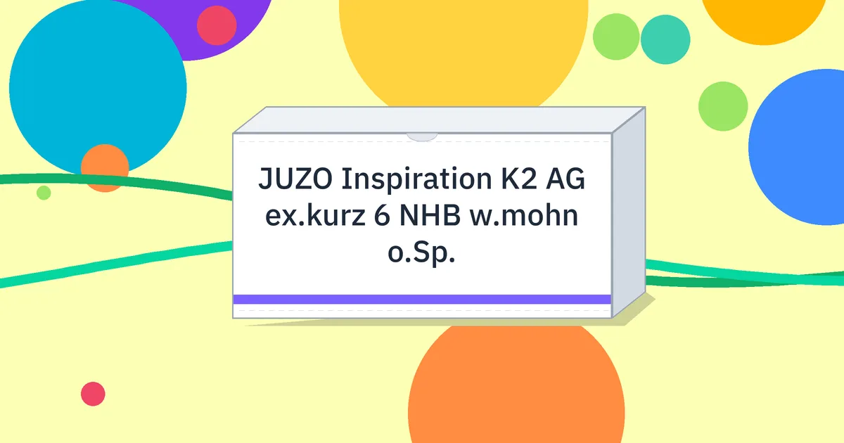 Symbolbild: Packung mit der Aufschrift JUZO Inspiration K2 AG ex.kurz 6 NHB w.mohn o.Sp. (PZN 14925718) – Verfügbarkeit und Bezug in Apotheken in Frankfurt am Main
