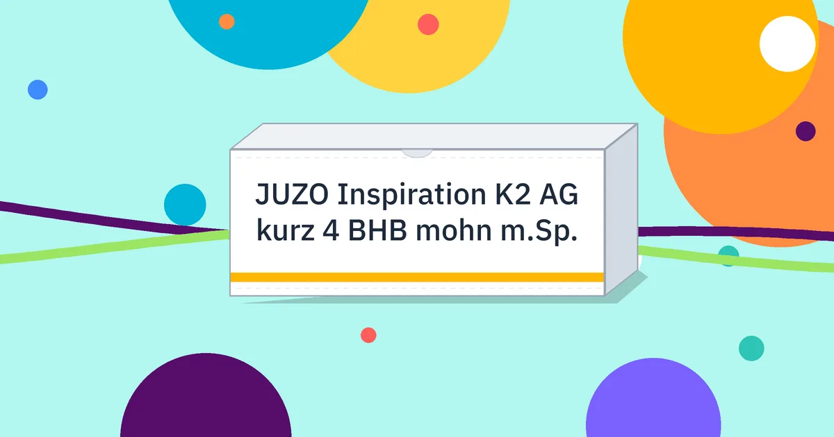 Symbolbild: Packung mit der Aufschrift JUZO Inspiration K2 AG kurz 4 BHB mohn m.Sp. (PZN 14834401) – Verfügbarkeit und Bezug in Apotheken in Frankfurt am Main