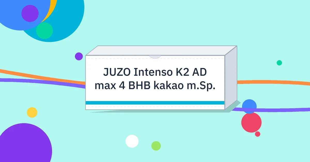 Symbolbild: Packung mit der Aufschrift JUZO Intenso K2 AD max 4 BHB kakao m.Sp. (PZN 18616598) – Verfügbarkeit und Bezug in Apotheken in Frankfurt am Main
