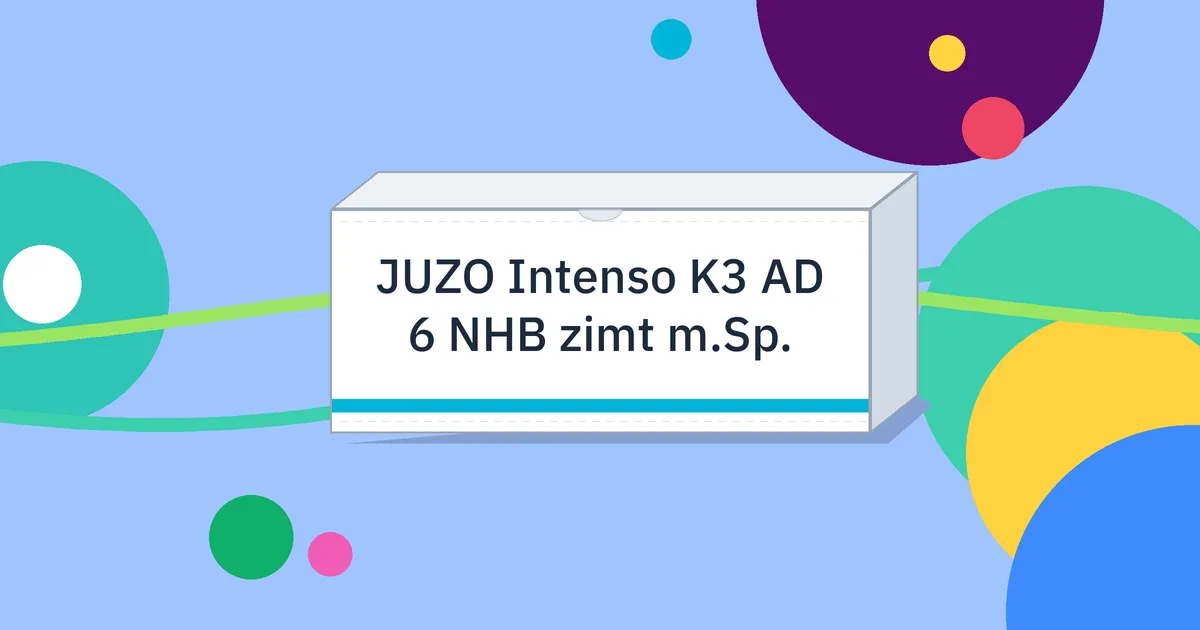 Symbolbild: Packung mit der Aufschrift JUZO Intenso K3 AD 6 NHB zimt m.Sp. (PZN 18630859) – Verfügbarkeit und Bezug in Apotheken in Frankfurt am Main
