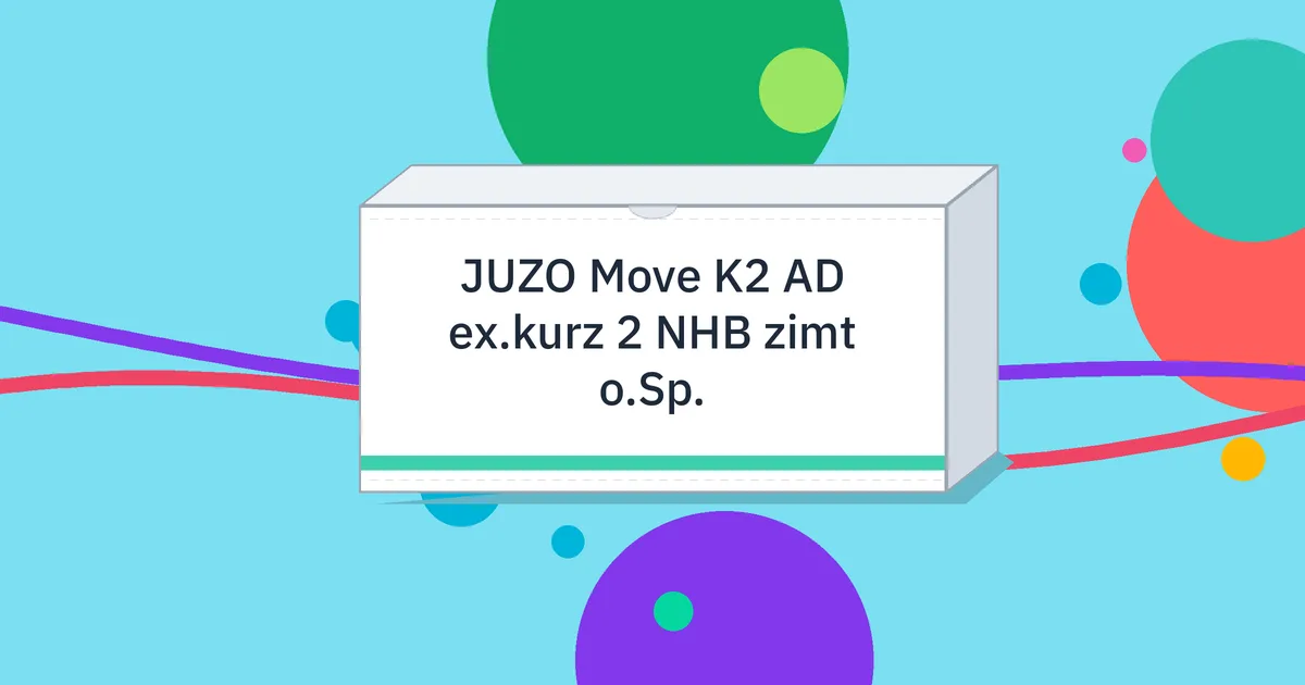 Symbolbild: Packung mit der Aufschrift JUZO Move K2 AD ex.kurz 2 NHB zimt o.Sp. (PZN 18510670) – Verfügbarkeit und Bezug in Apotheken in Frankfurt am Main
