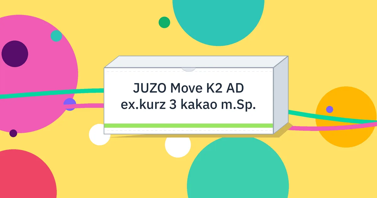 Symbolbild: Packung mit der Aufschrift JUZO Move K2 AD ex.kurz 3 kakao m.Sp. (PZN 18541653) – Verfügbarkeit und Bezug in Apotheken in Frankfurt am Main