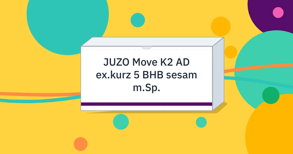 Symbolbild: Packung mit der Aufschrift JUZO Move K2 AD ex.kurz 5 BHB sesam m.Sp. (PZN 18510368) – Verfügbarkeit und Bezug in Apotheken in Frankfurt am Main